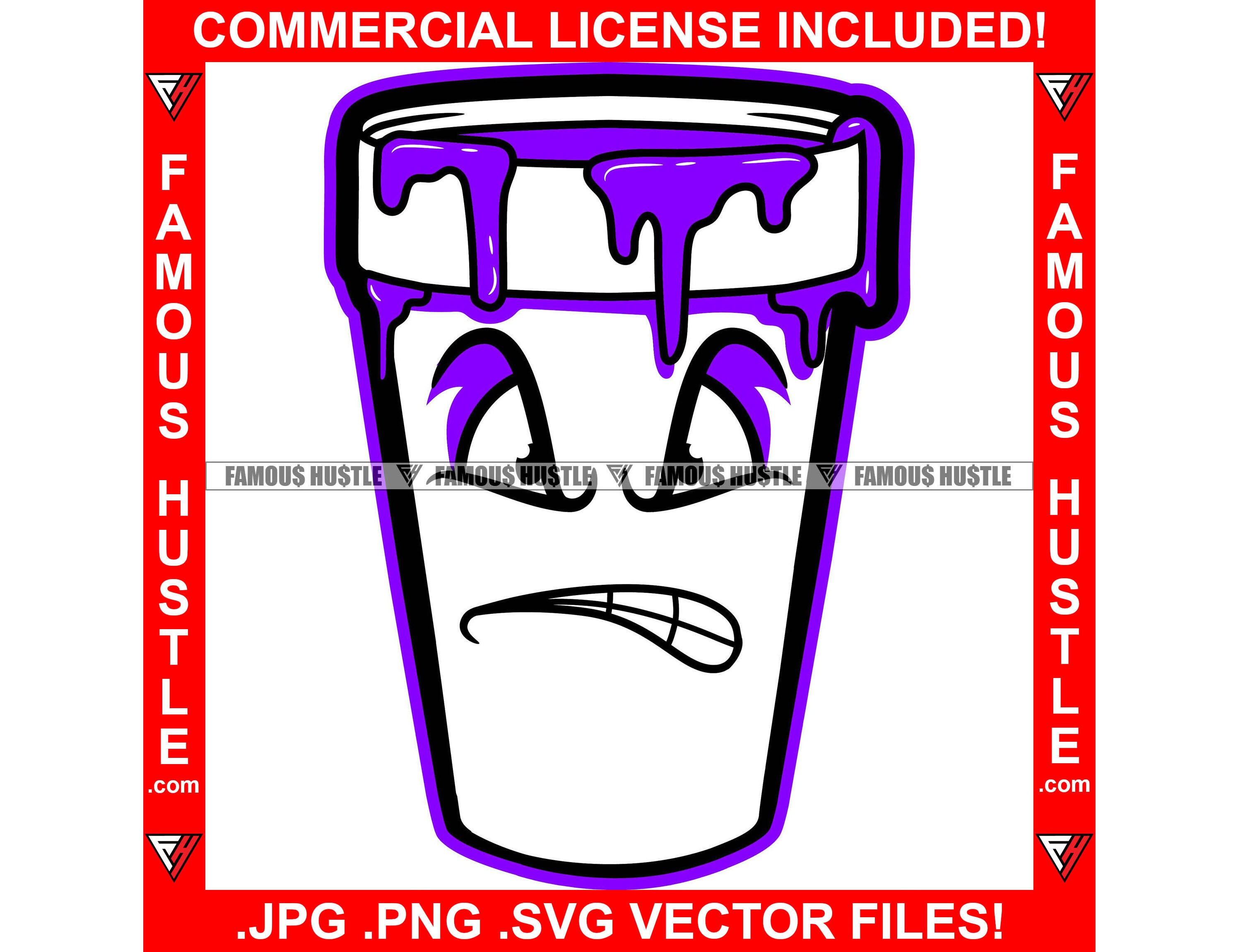 Trap Star Gangster Hustle Purple Drink Cup Dripping Lean Mean Face Hip ...