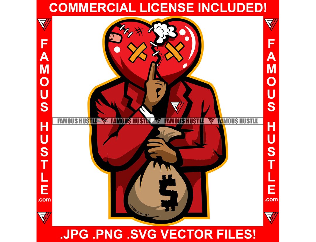Gangster Broken Heart Shhh Finger Heartless Money Bag Keep Silent Trap ...