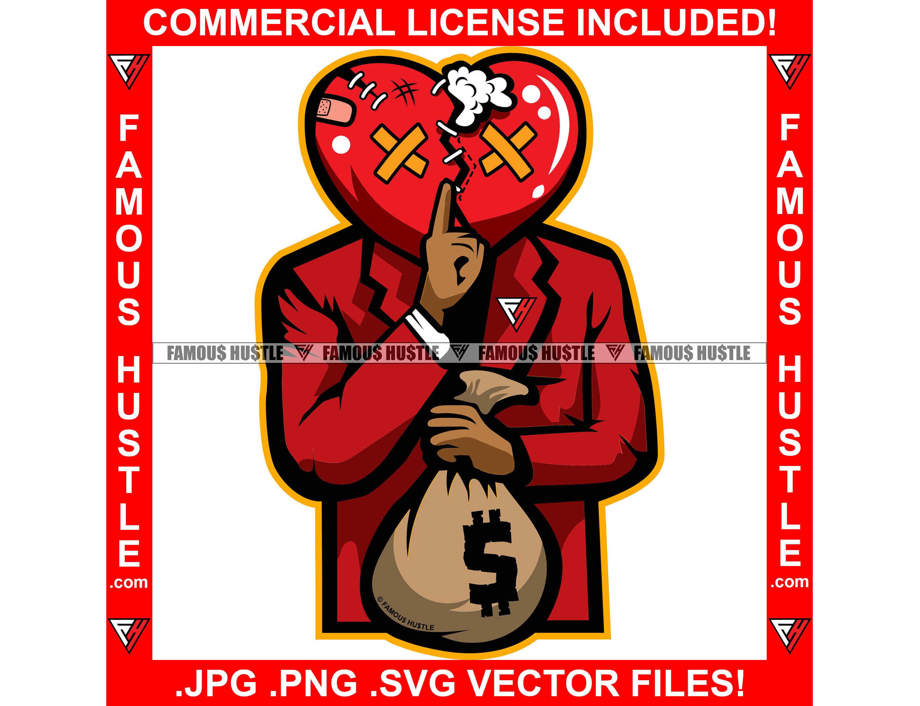 Gangster Broken Heart Shhh Finger Heartless Money Bag Keep Silent Trap ...