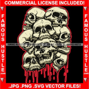 Skull Skeleton Head Horror Bloody Dripping Blood Drip Gangster - Etsy