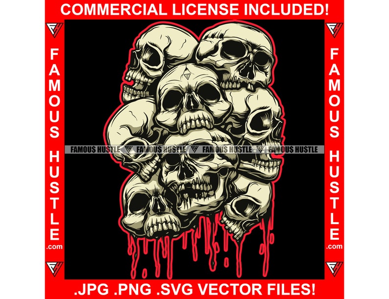 Skull Skeleton Head Horror Bloody Dripping Blood Drip Gangster - Etsy