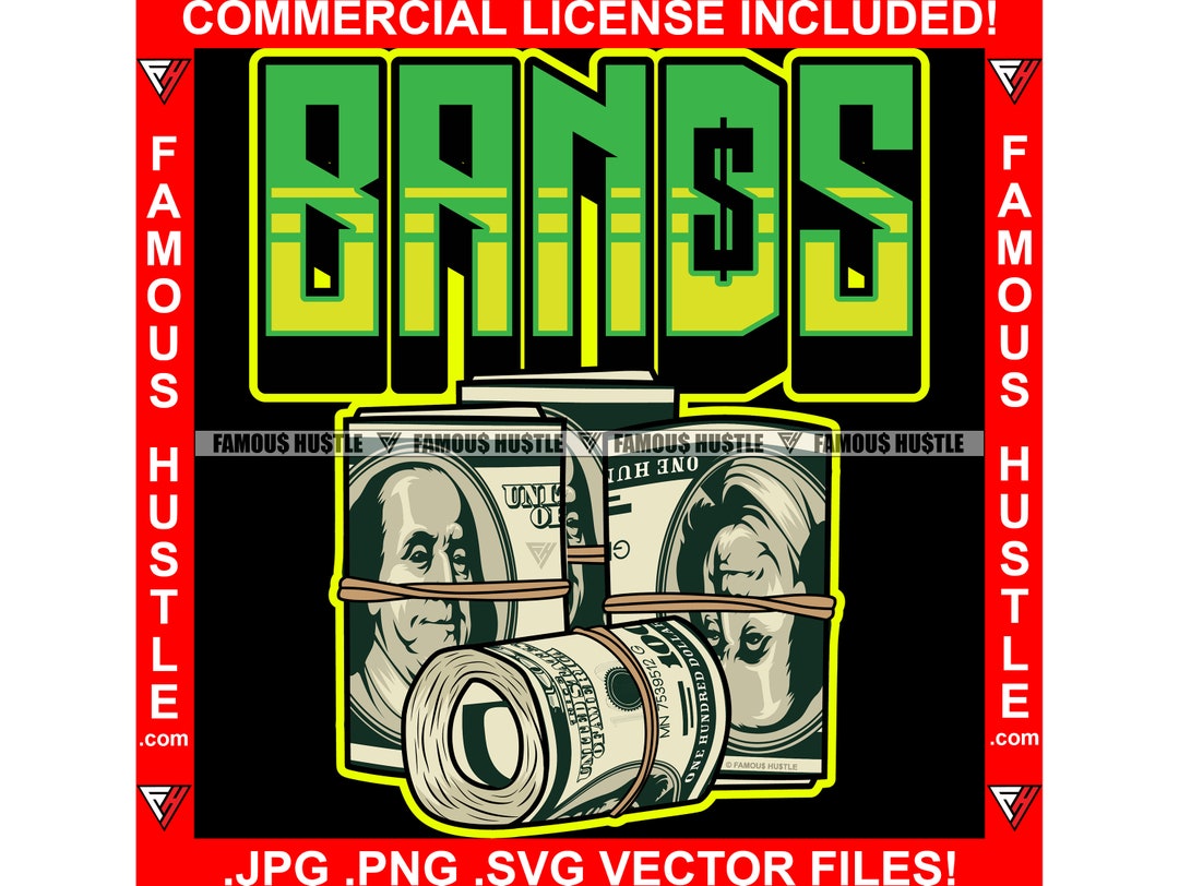 Bands Gangster Money Stack Rubber Band Cash Rich Trap Boss Savage Gang ...