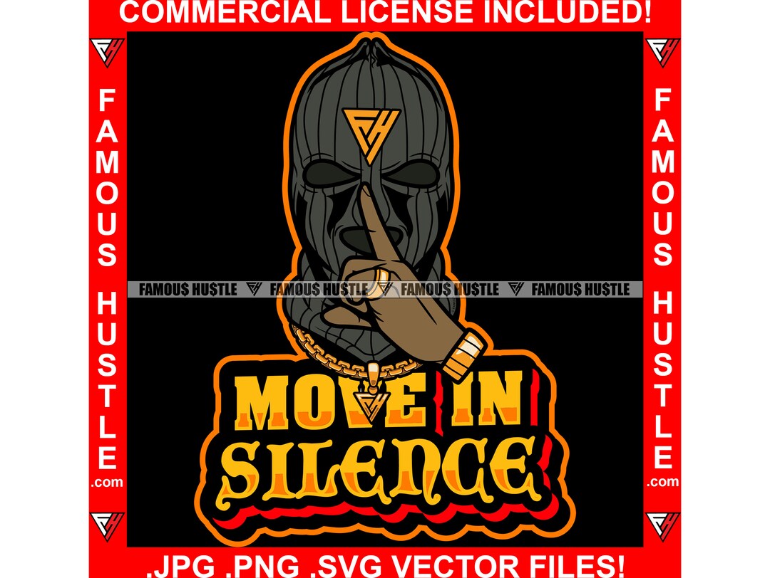 Move in Silence Gangster Ski Mask Shh Finger Famous Hustle Gold ...