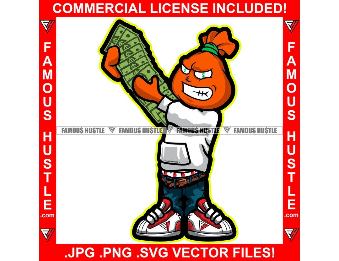 Money Bag Gangster Spreading Cash Money on Arm Pants Sagging Jeans ...