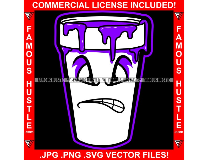 Trap Star Gangster Hustle Purple Drink Cup Dripping Lean Mean Face Hip ...