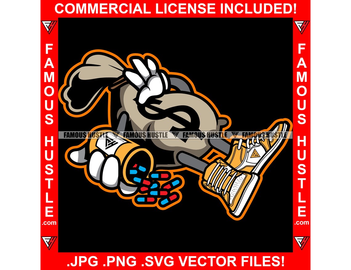 Money Bag Pill Bottle Passed Out Holding Medicine Tablet Cup Mafia Boss ...