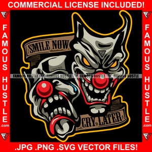 Smile Now Cry Later Happy Sad Clown Mask Evil Boss Demon Hip Hop Rap ...