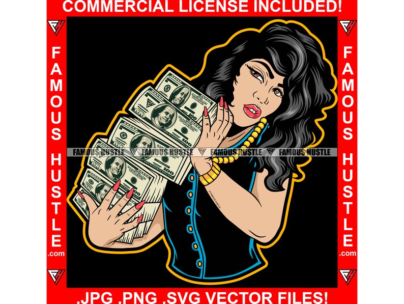 Sexy Gangster Boss Lady Holding Money Stack Plug Savage Gold - Etsy