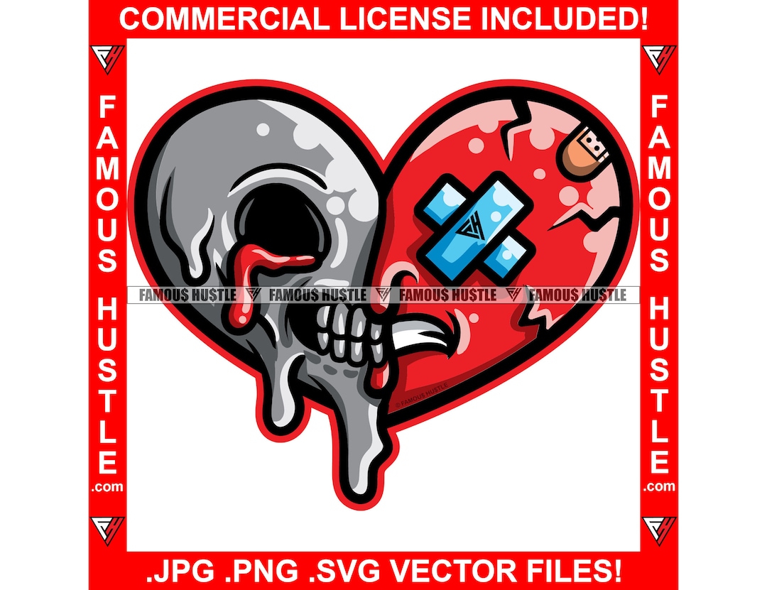 Gangster Skull Broken Heart Dripping Blood Out of Eye Sad Face Grin ...