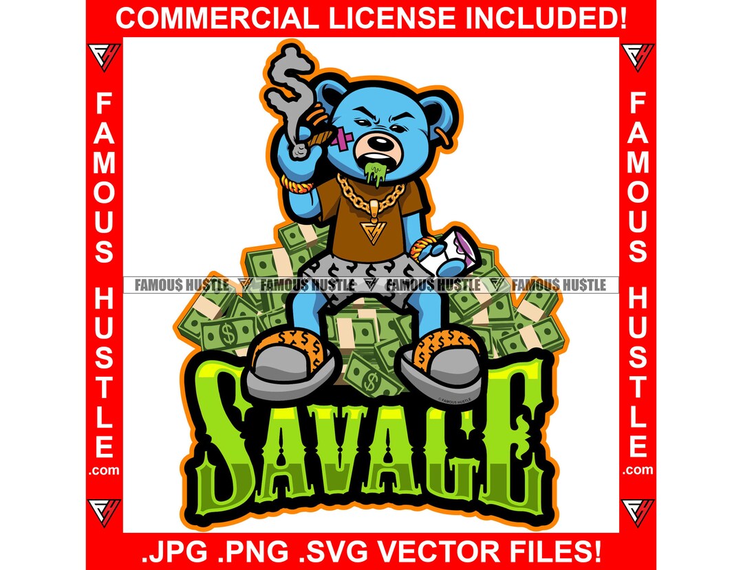 Savage Gangster Hustle Teddy Bear Slime Cigar Dollar Sign - Etsy