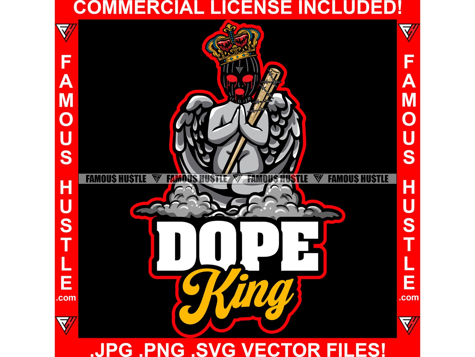 Dope King Hustle Gangster Boy Angel Statue Praying Spiked Barb Wire ...