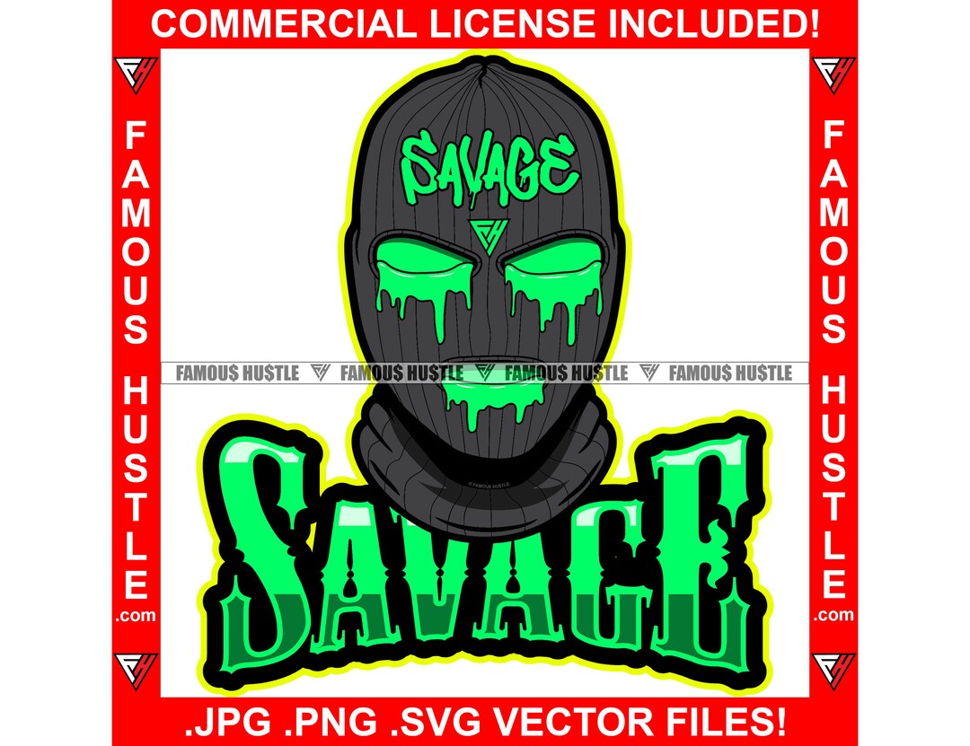 Savage Gangster Ski Mask Dripping Drip Slime Eyes Mouth Rap Rapper Hip ...