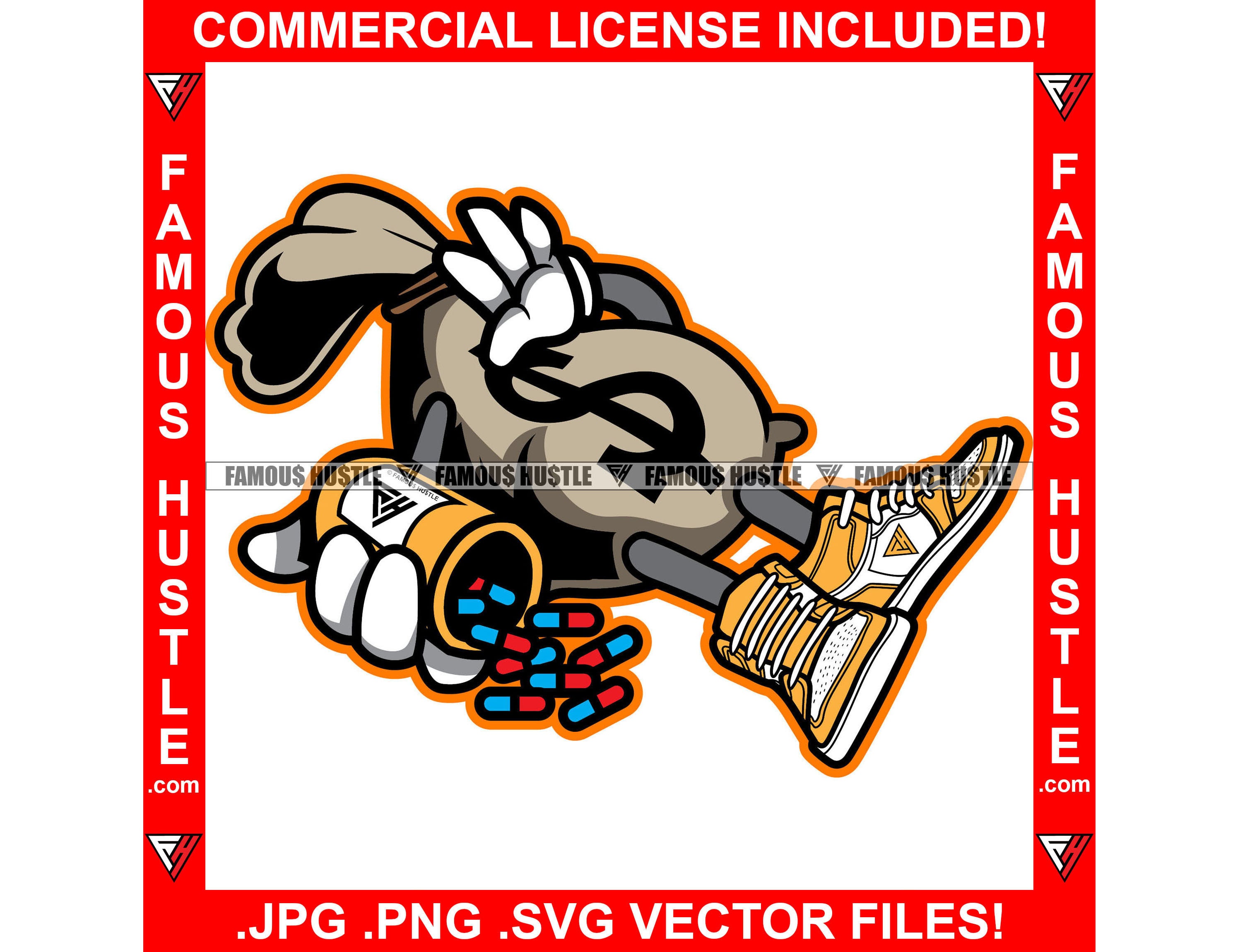 Money Bag Pill Bottle Passed Out Holding Medicine Tablet Cup Mafia Boss ...