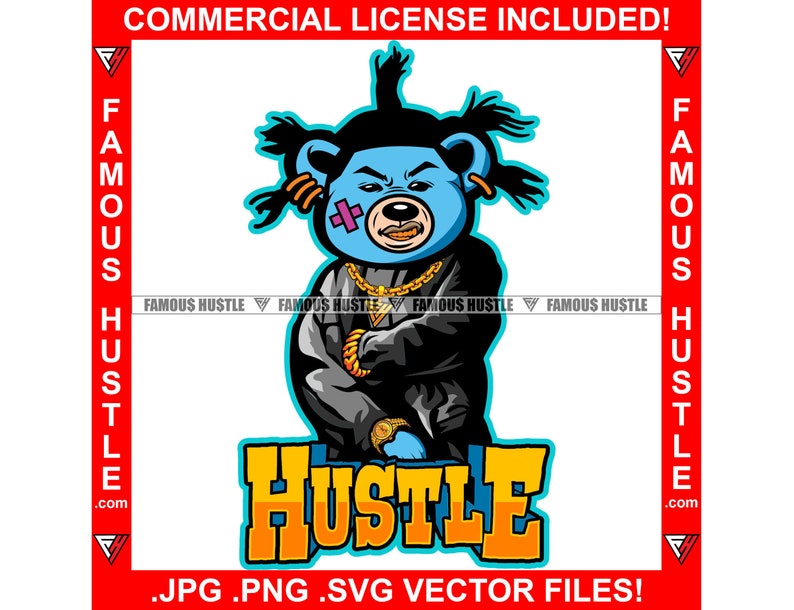 Hustle Gangster Teddy Bear Dreads Reaching for Gun Gold Teeth Bandage ...