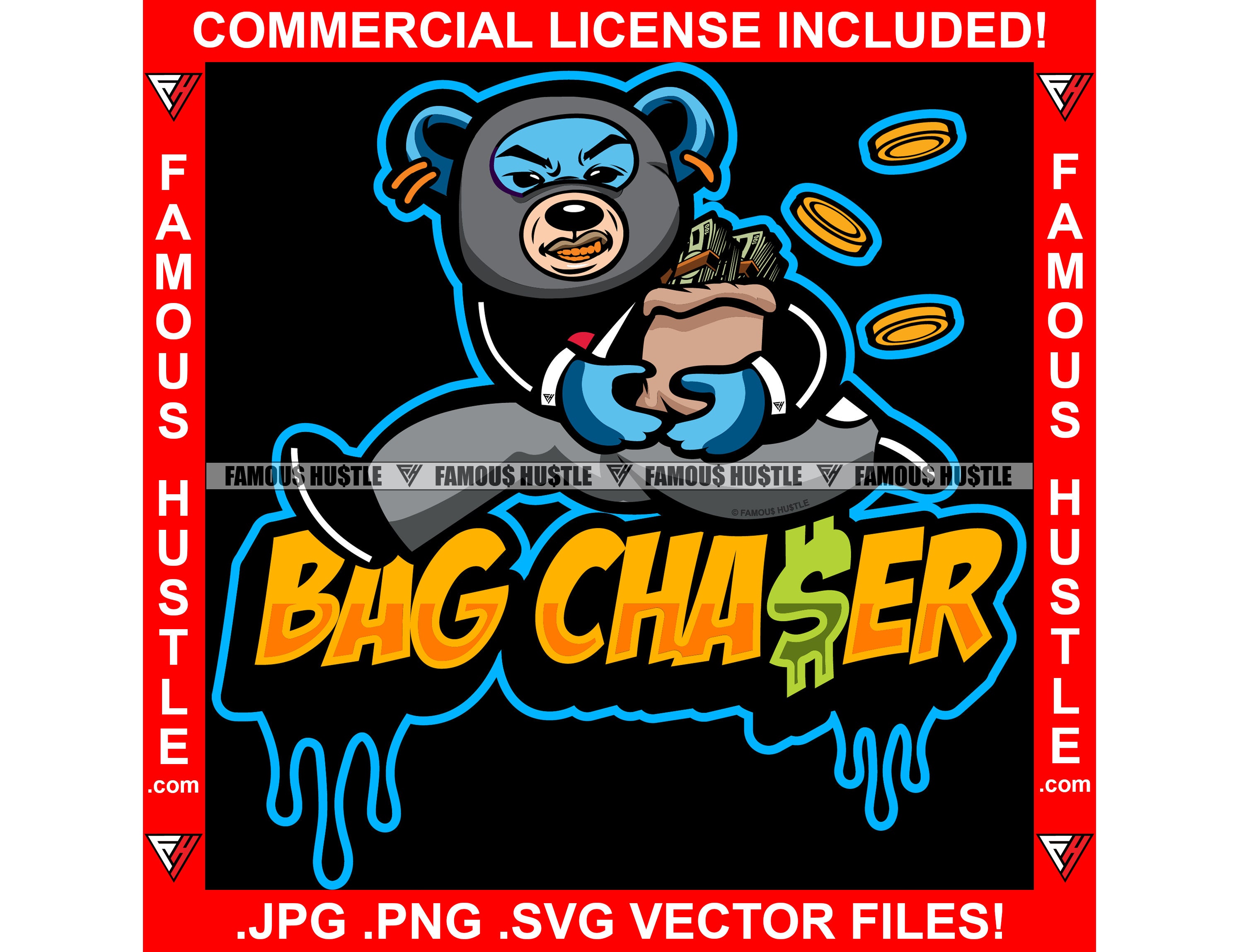 Bag Chaser Gangster Hustle Teddy Bear Wearing Ski Mask Stealing Gold ...