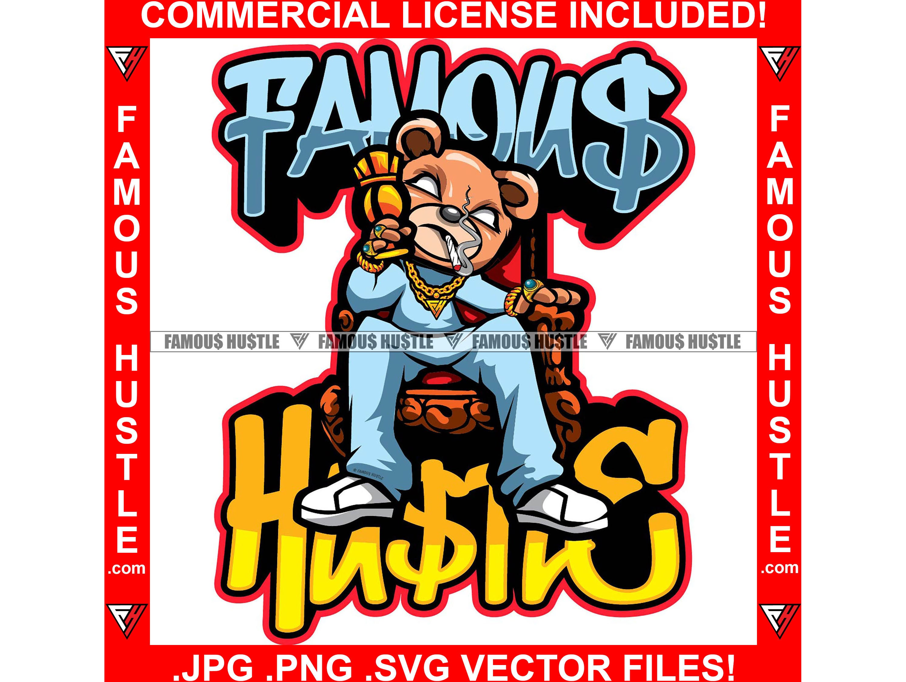 Famous Hustle Gangster Teddy Bear Pimp Cup Smoking Cigar Throne Chair ...