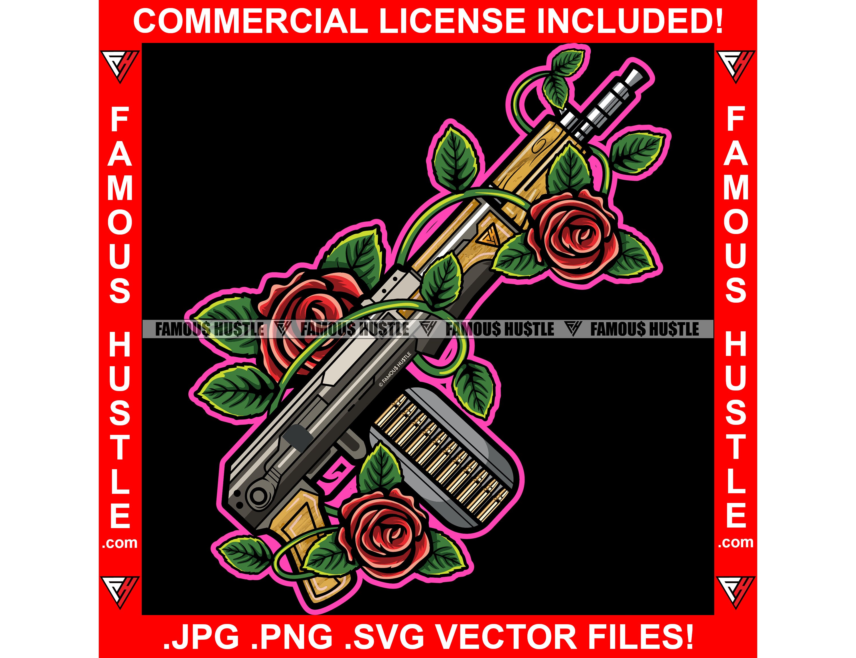 Hustle Gangster Roses Machine Gun Rights 2nd Amendment Thug - Etsy