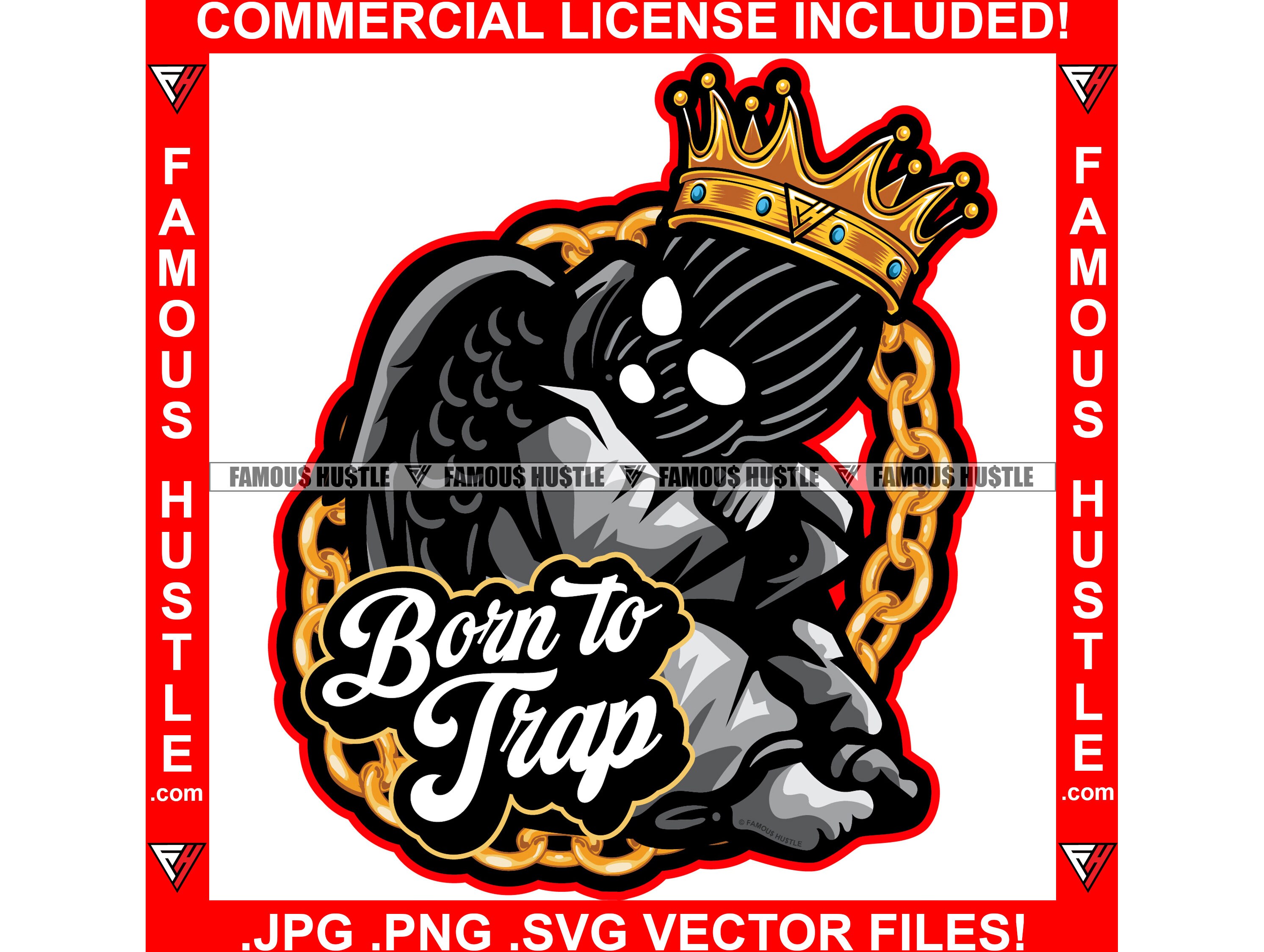 Born to Trap Gangster Hustle Baby Angel King Statue Wearing Ski Mask ...