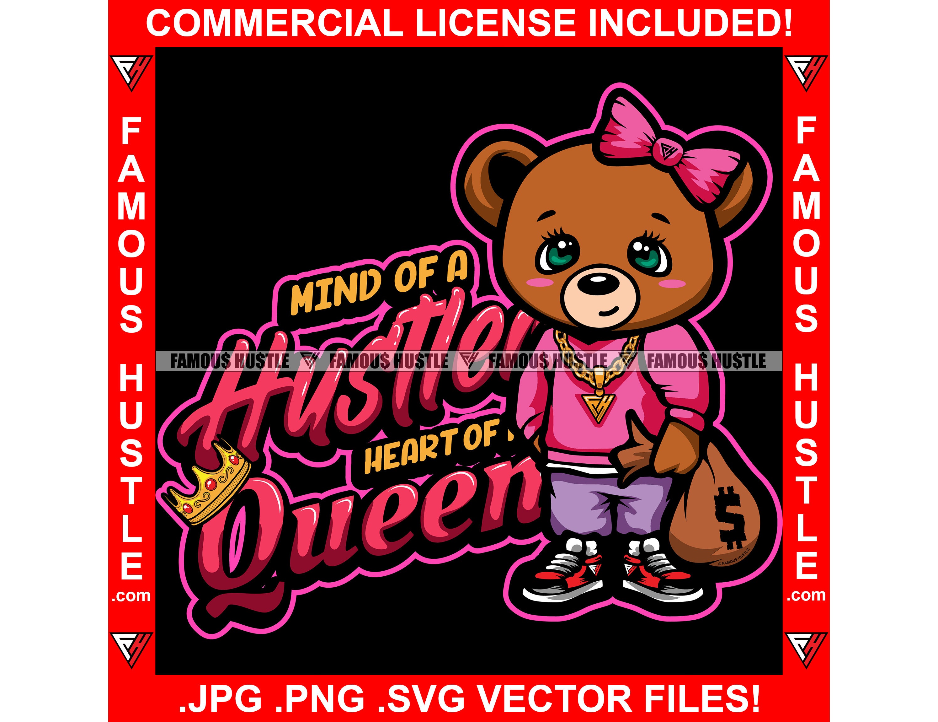 Mind of A Hustler Heart of Queen Cute Female Hustle Teddy Bear Money ...