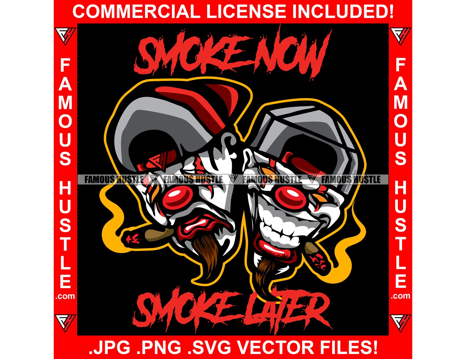 Smoke Now Smoke Later Gangster Clown Faces Smoking Cigar Grin - Etsy