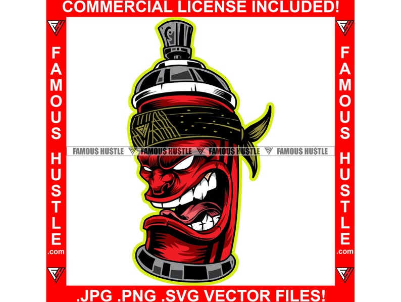 Gangster Spray Paint Can Graffiti Gang Bandana Grinning Boss Trap Rap ...