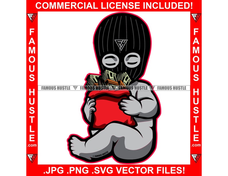 Hustle Gangster Baby Boy Statue Ski Mask Cash Money Bag Hat Cap Hood ...