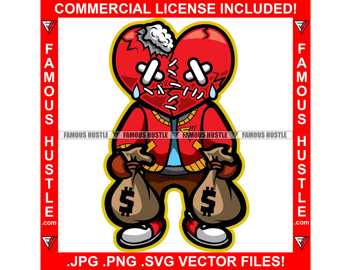 Gangster Broken Heart Face Head Stitched Stuffing Coming Out Jacket ...