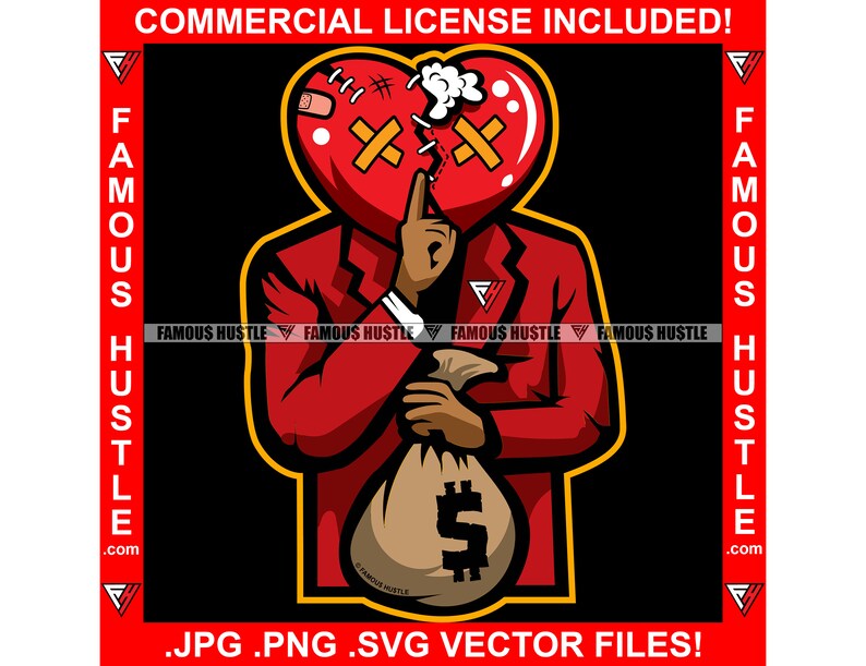 Gangster Broken Heart Shhh Finger Heartless Money Bag Keep - Etsy