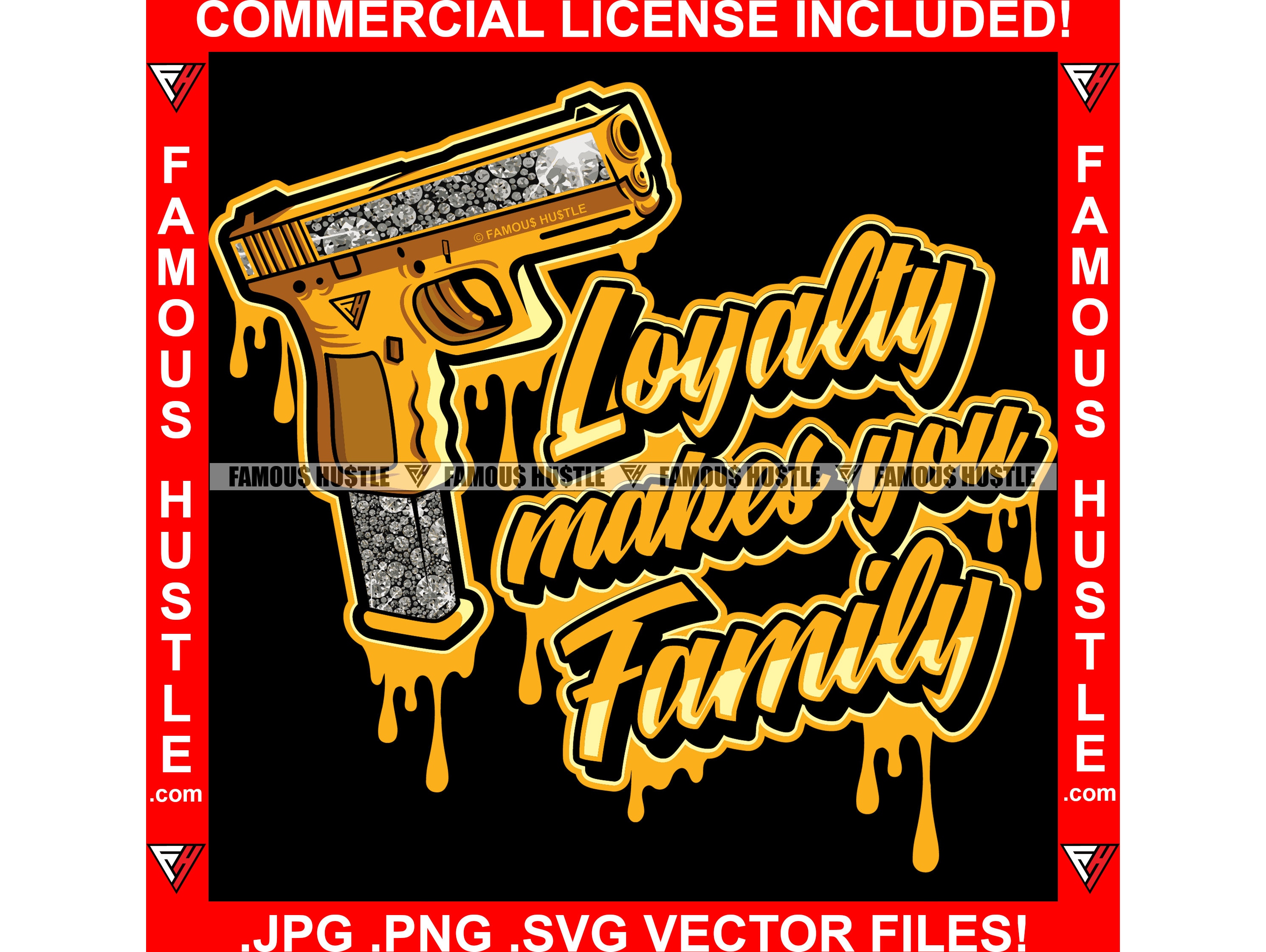 Loyalty Makes You Family Gangster Hustle Machine Gun Diamond Jewelry ...