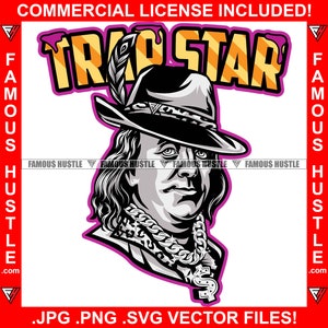 Trap Star Gangster Pimp Ben Franklin Wearing Hat Hip Hop Rapper Rap ...
