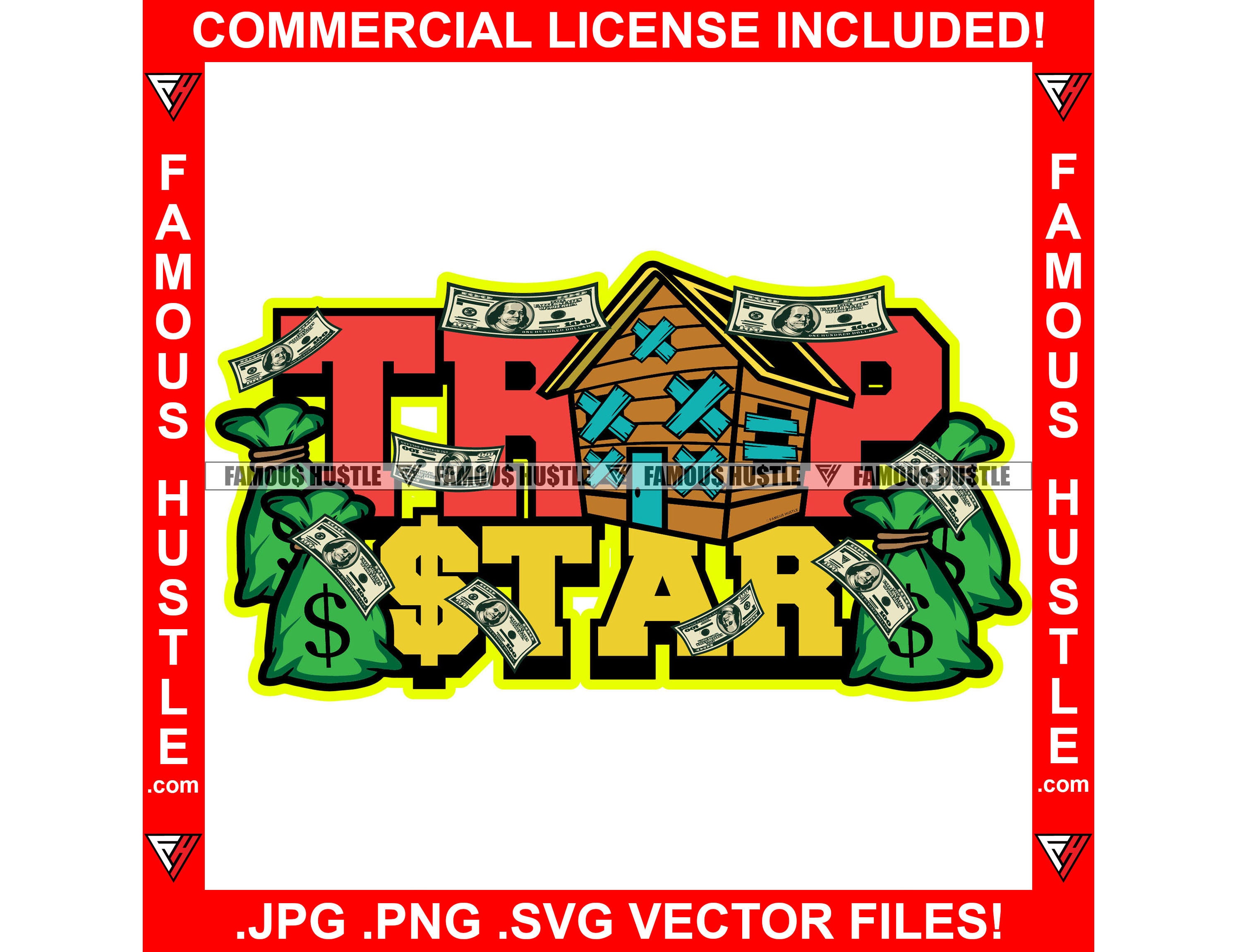 Trap Star Hustle Trapper House Money Bundle Cash Stack Gangster Thug ...