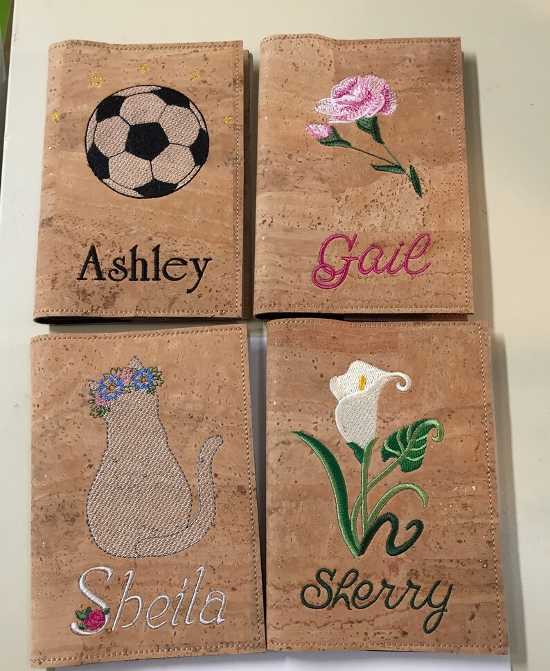 Embroidered Cork Notebook Cover - Etsy