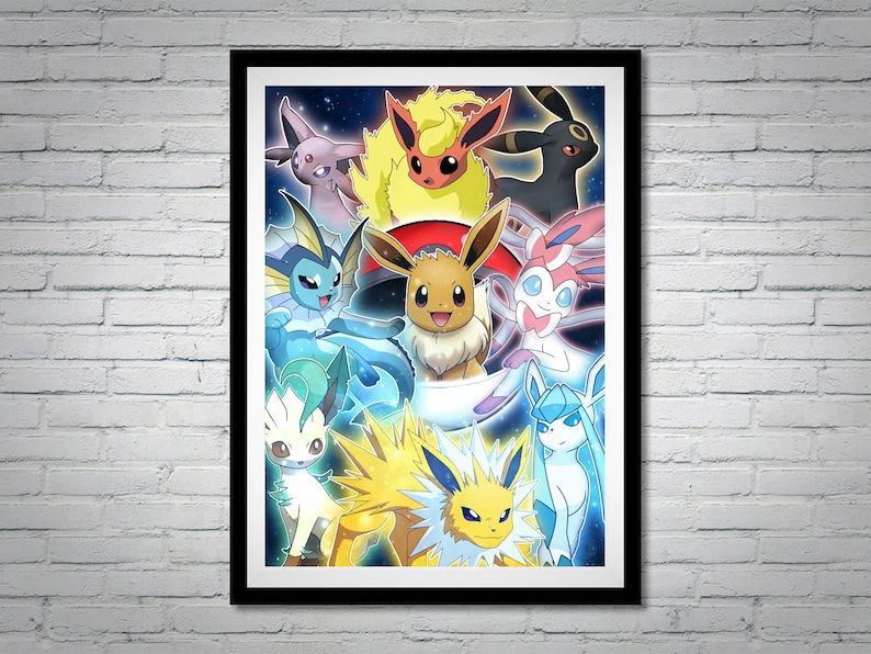 Eeveelutions Pokemon Digitial Art Print A4 Size - Etsy