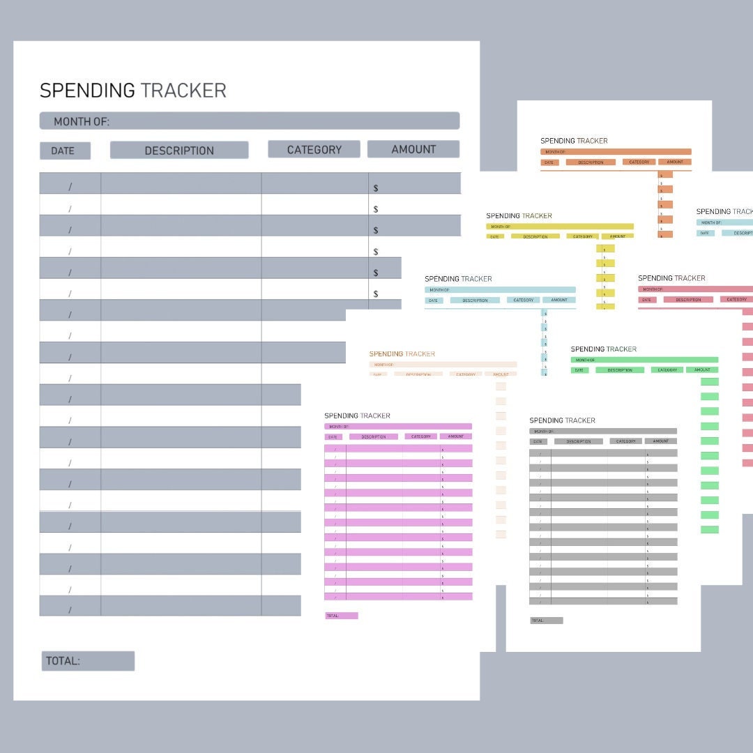 Printable Spending Tracker Bundle Colorful Income and Spending Tracker ...