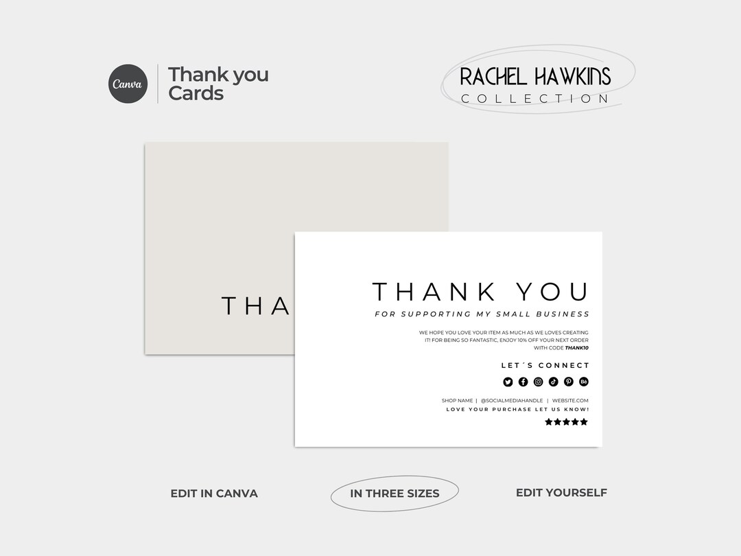 Thank You Card Printable Package Insert, Editable Thank You Card, Order ...