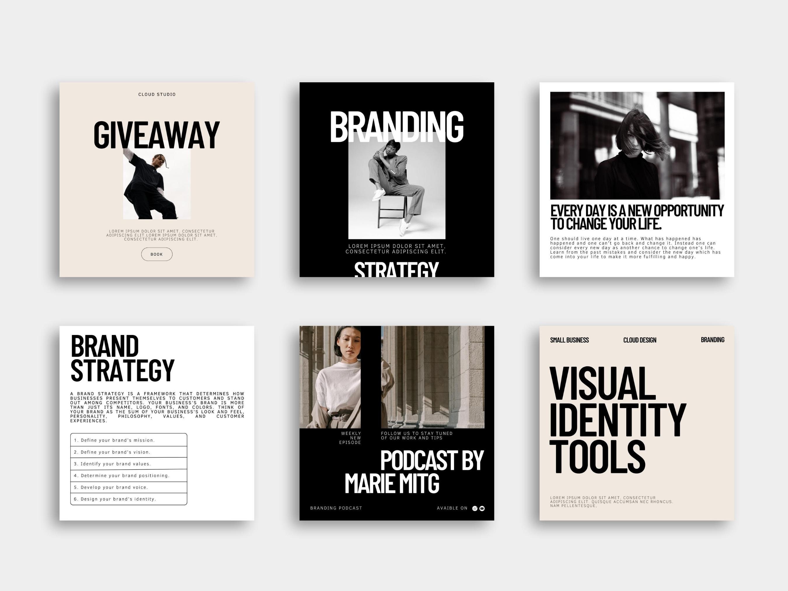 300 Fashion Instagram Templates Canva, Black & White Instagram Designs ...