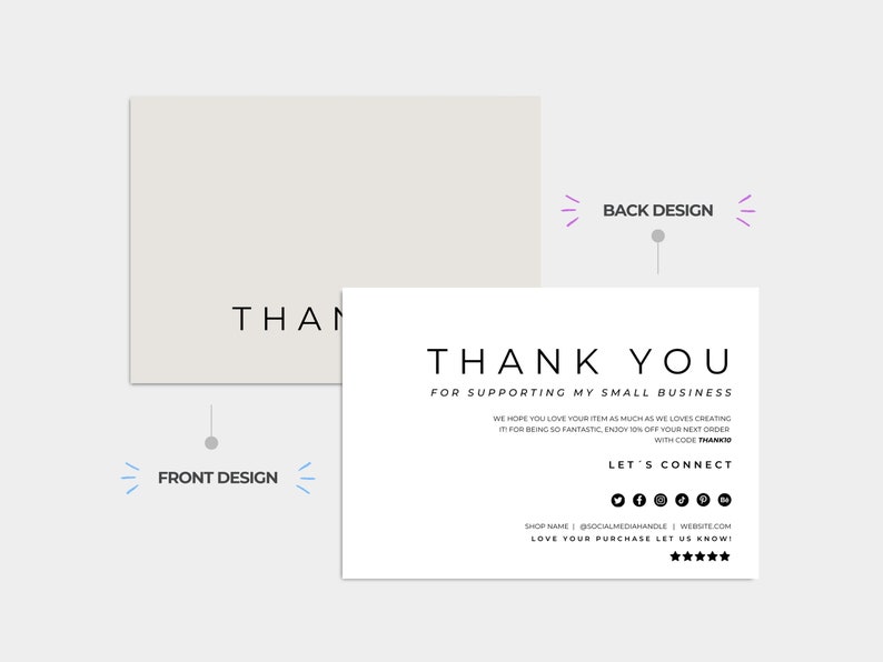 Thank You Card Printable Package Insert, Editable Thank You Card, Order ...