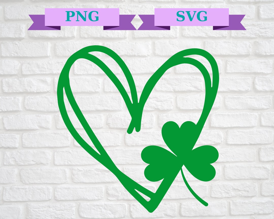 Shamrock and Hand Drawn Heart St Patty's Day SVG, St Patrick's Day SVG ...