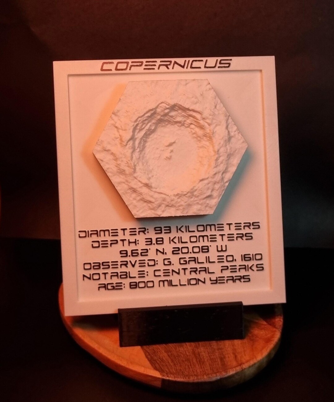 Hexagonal 3D Copernicus Crater Map With Vab-inspired Stand - Etsy