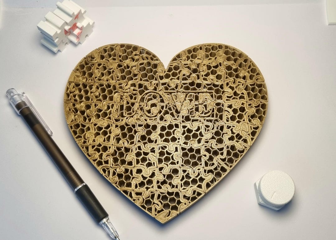 Honeycomb 3D Heart Puzzle - Personalized Text Gift - Etsy