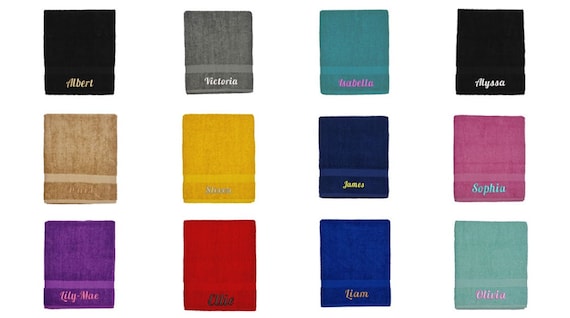 Personalised Embroidered Name Towel - Etsy UK