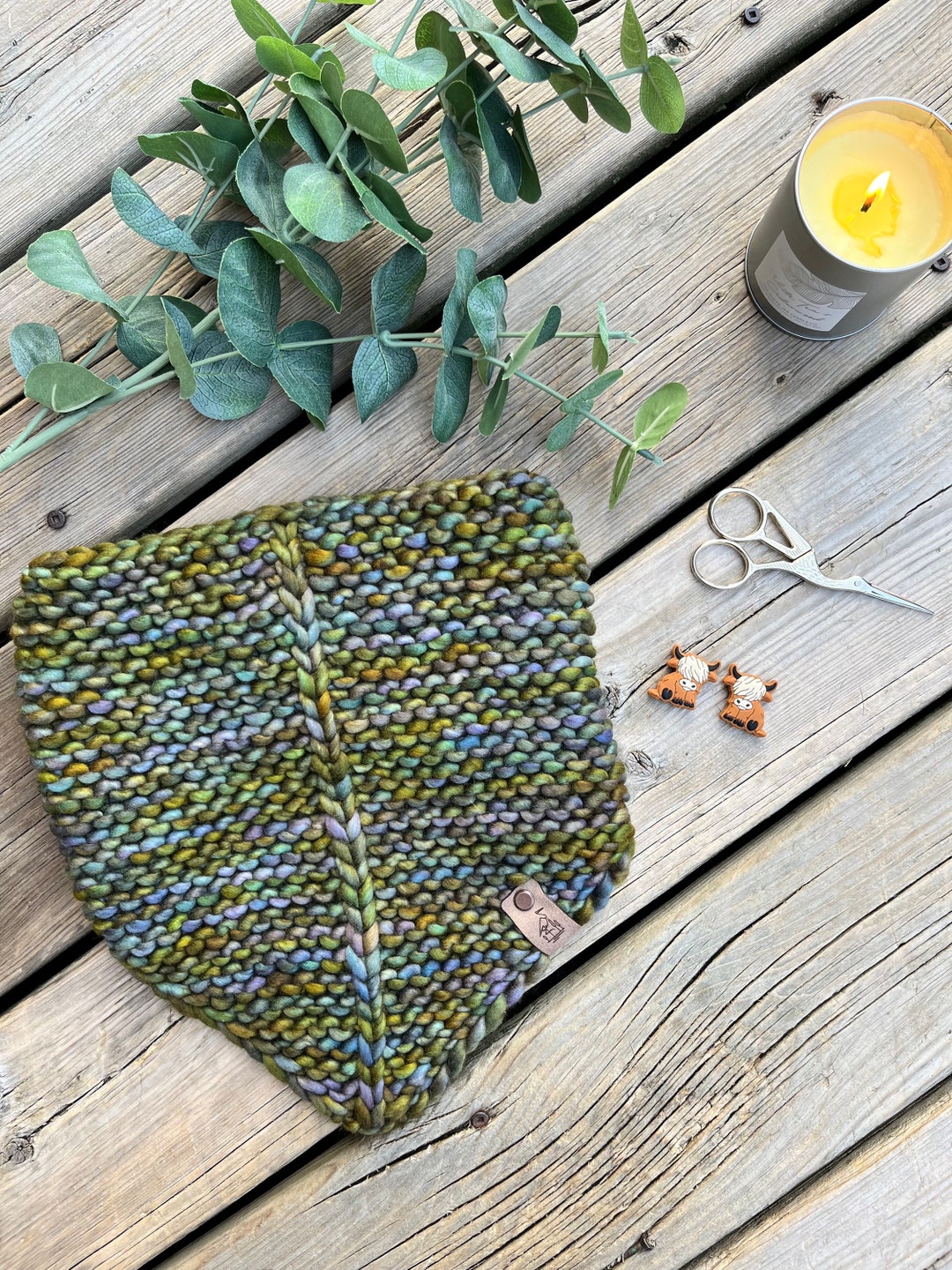 Luxury Green Merino Wool Knitted Cowl, 100% Merino Wool, Pamn Bandana ...