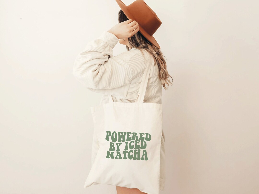 Matcha Tote Bag, Powered by Iced Matcha, Powered by Matcha, Matcha Bag ...