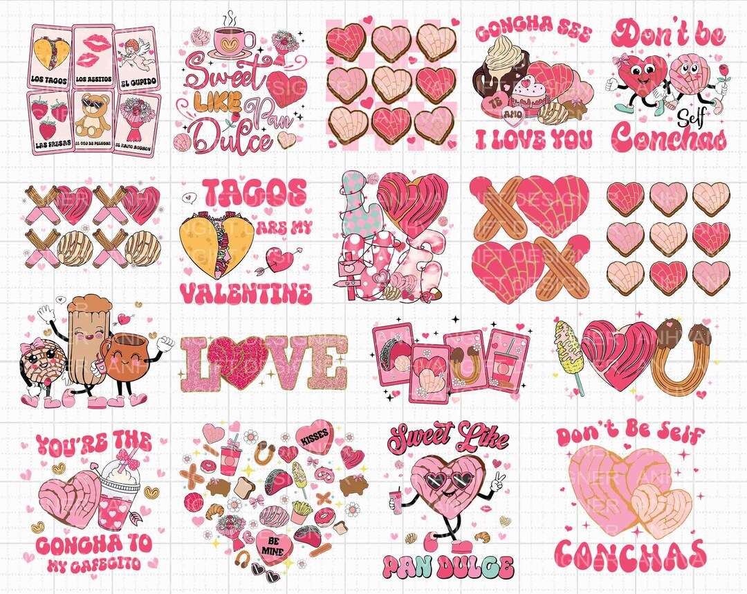 Mexican Valentine Png Bundle, Concha Valentine's Png, Pan Ducle ...