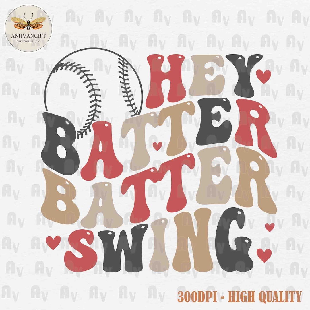 Hey Batter Batter Swing SVG, Baseball Svg, Retro Baseball Svg, Baseball ...