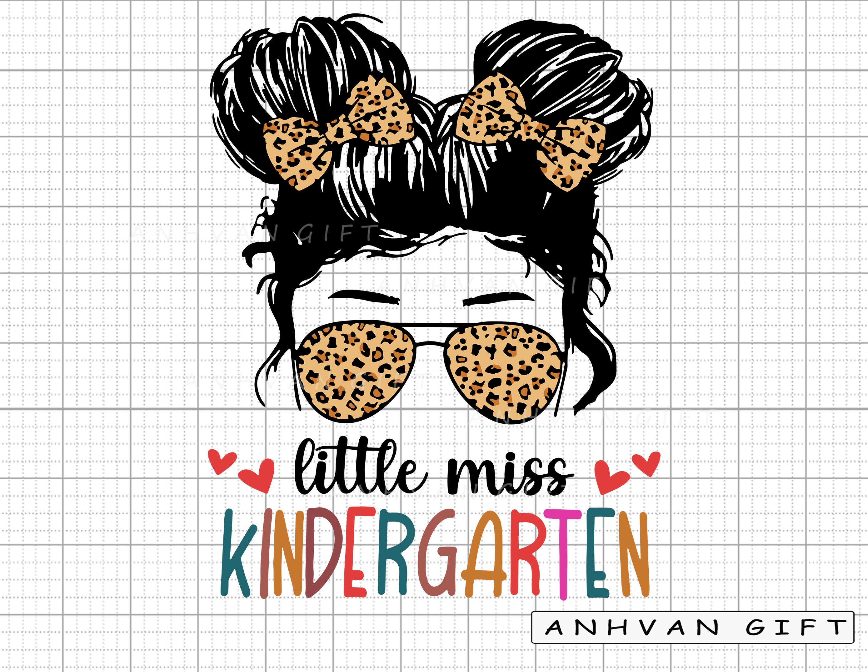 Little Miss Kindergarten SVG Messy Bun Girl Back To School - Etsy México