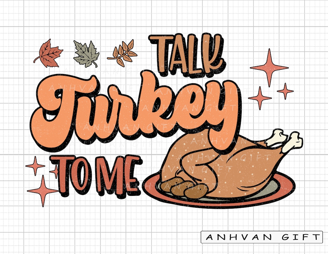 Talk Turkey to Me Png, Retro Thanksgiving Png, Fall Autumn Png, Turkey ...