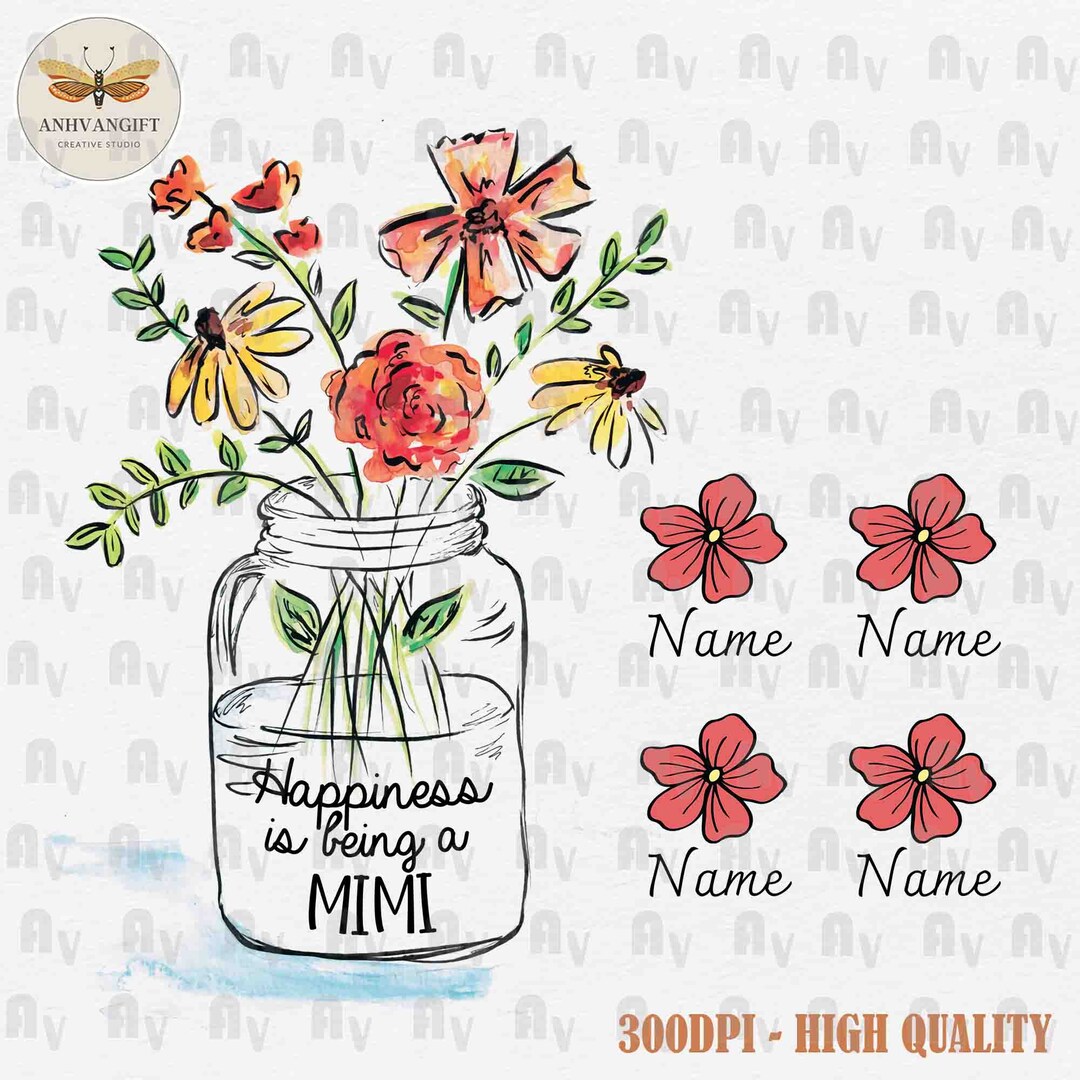 Custom Happiness is Being A Mimi PNG, Mimi Floral Png, Mimi Shirt ...