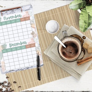 Printable Digital, Blank Calendar, 12 Month and Cute Font, Boho Style ...