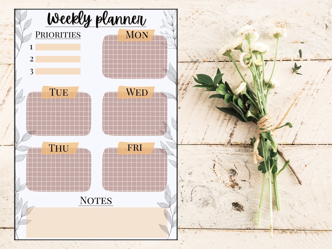 Weekly Planner, Printable Digital Calendar, Size A4 and A5, Weekly ...